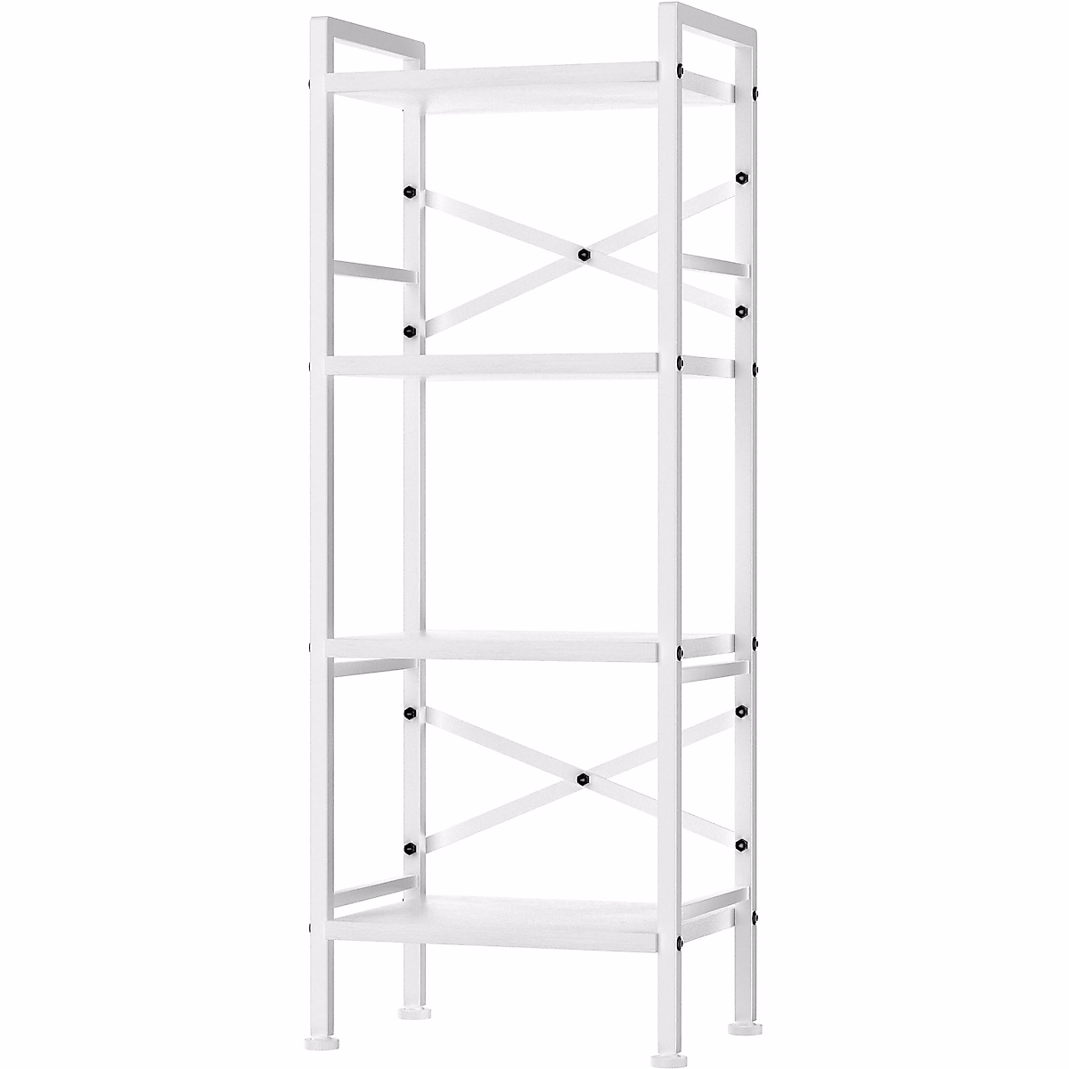 GIOTORENT 4 Tier Book Shelf, Small Bookshelf Storage Organizer, Tall Narrow Bookcase with Storage Shelves, Wooden Industrial Office Shelves for Bedroom, Living Room, White