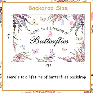 Wonmelody Butterfly Bridal Shower Backdrop Banner 7 * 5ft Lifetime of Butterflies Backdrop Butterfly Bride Shower Decorations Butterfly Floral Bridal Shower Banner for Bachelorette Wedding Engagement