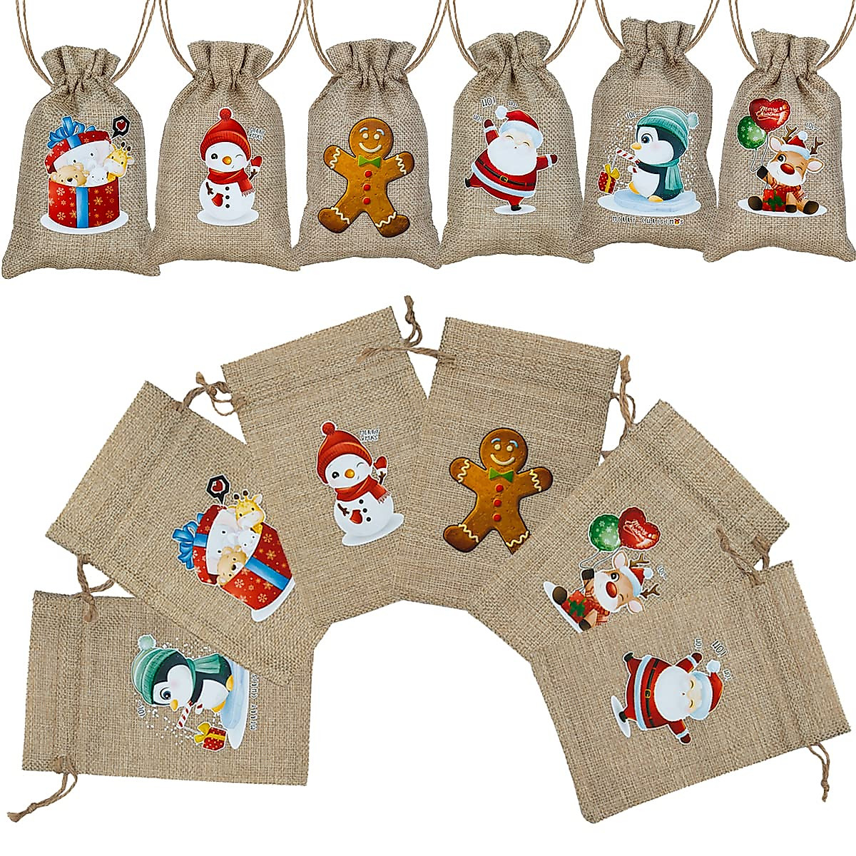 ARTLYMERS 24 Pack Easter Burlap Bags, Bunny Burlap Gift Bags with Drawstring, Linen Jute Goody Gift Bags for Easter Gift Wrapping Kids Party Favor Supply