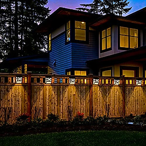 Solpex Solar Deck Lights,Solar Fence Lights, 2 Modes Christmas Decoration Lights,Unique Pattern, Waterproof Automatic Outside, Deck, Patio, Stairs, Yard, Steps, Path & Driveway (RGB & Black 8-Pack)