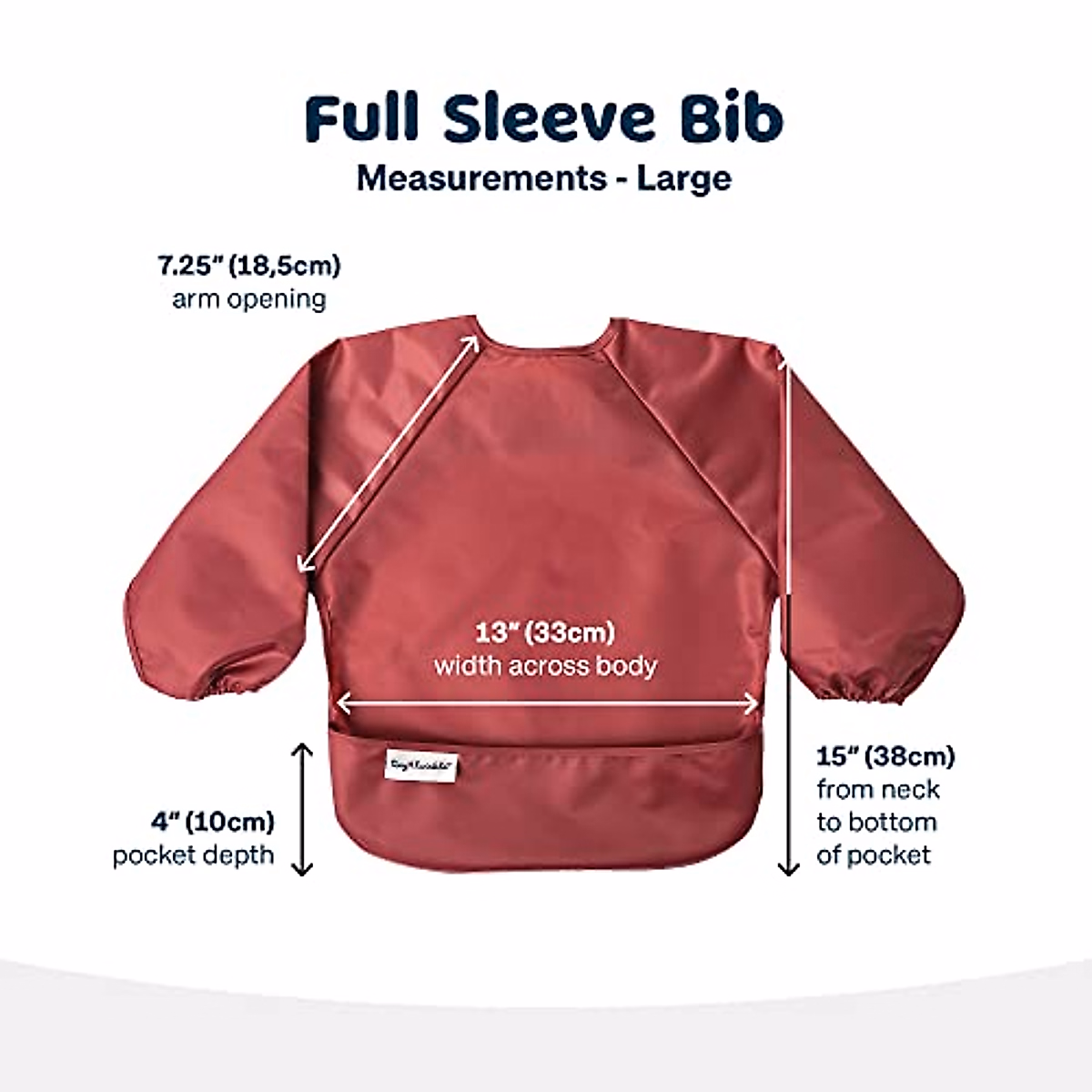 Tiny Twinkle Mess Proof Baby Bib, 2 Pack Long Sleeve Bib Outfit, Waterproof Bibs for Toddlers, Machine Washable, Tug Proof (Rose Burgundy, Small 6-24 Months)