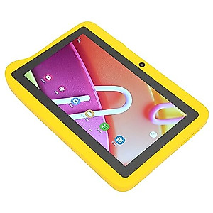 GLOGLOW Kids Tablet, HD Tablet US Plug 100-240V 5MP Front 8MP Rear 4GB 32GB with Bracket for Photograph for Android 10.0 (Yellow)
