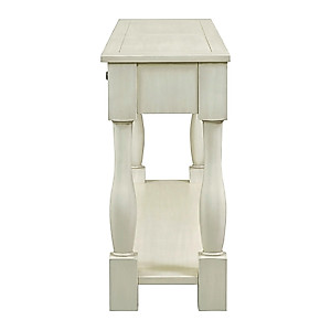 Merax LUMISOL 64 inch Long Console Sofa Table with 3 Drawers and Bottom Shelf, Hallway Table Entryway Table for Living Room, Easy Assembly (Antique White).