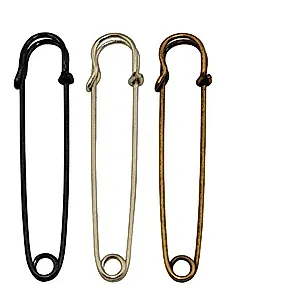 Wish Hally Wood Set of 12pcs Extra-Large 4" Steel Safety Pins - Blankets, Skirts, Kilts, Crafts … (12pcs)