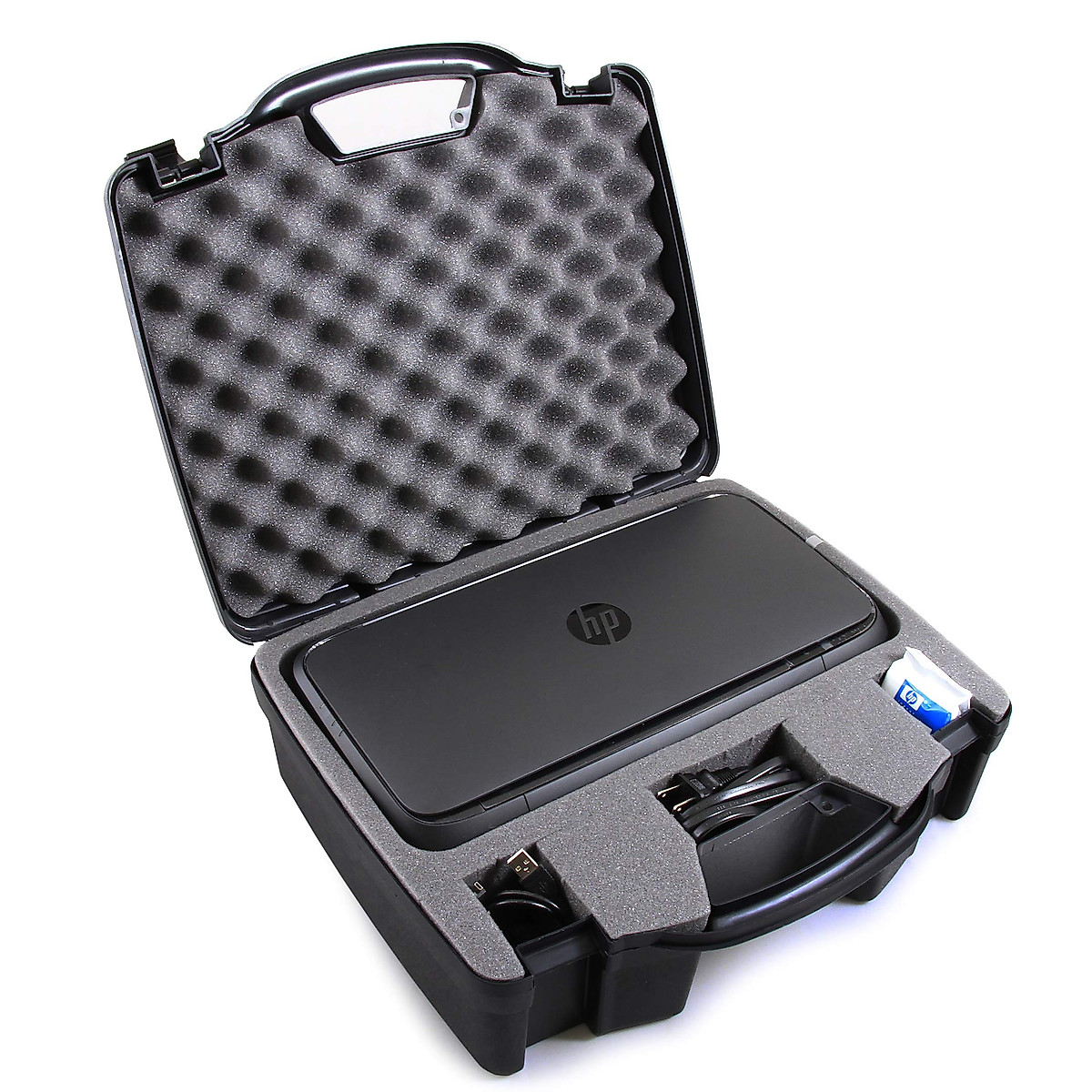 CASEMATIX Portable Printer Carry Case Compatible with HP Officejet 250 Wireless Mobile Printer, Ink Cartridges and Power Cable