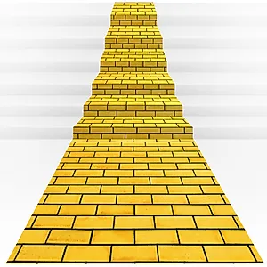 3Pcs Total 4.5x27 Feet Yellow Brick Road Floor Runner for Wizard Oz Party Decorations,Long Disposable Brick Stone Wall Backdrop Tablecloth for Halloween Princess Cosplay Medieval Castle Party Supplies
