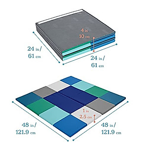ECR4Kids SoftZone Square Dance Activity Mat, Folding Playmat, Contemporary