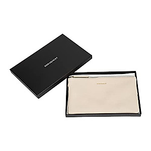 DORIS&JACKY Goatskin Leather Wristlet Clutch Wallet Cute Small Pouch Bag With Strap (3-Off white)