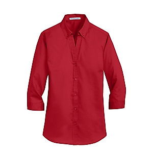 Port Authority Ladies 3/4-Sleeve SuperPro Twill Shirt Rich Red
