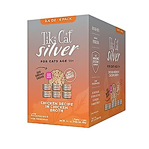Tiki Cat Silver Wet Cat Food for Seniors, Chicken, 2.4 oz. Cans (6 Count)
