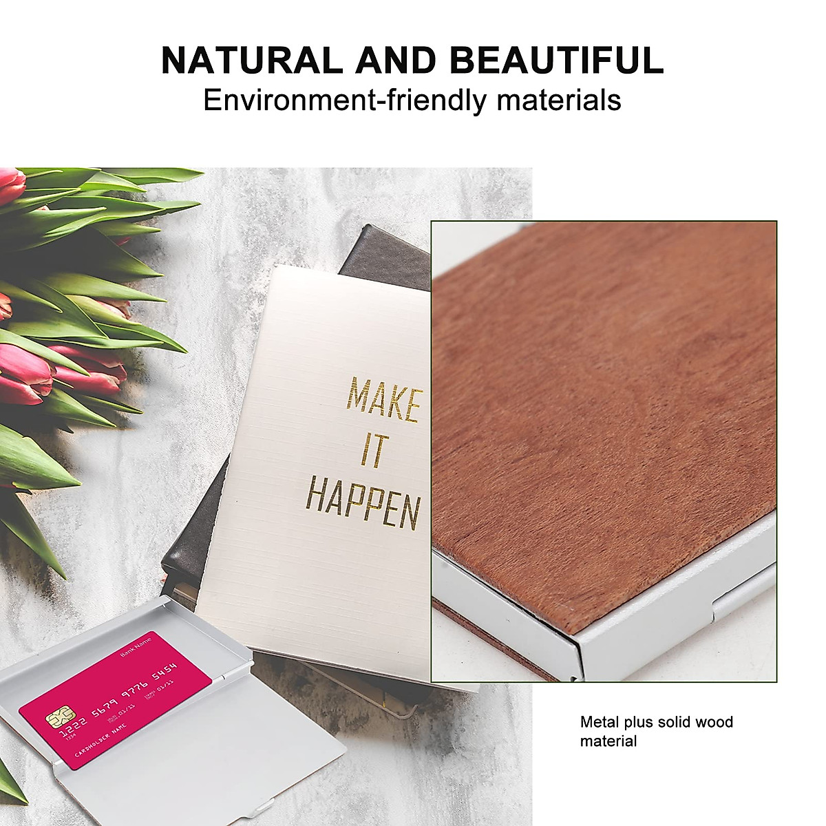 Cabilock 1pc Solid Wood Storage Box Business Holder for Men Business Card Case Business Card Binder Slim Wallets for Men Business Organizer Name Holder Pocket Stainless Steel Man Deck