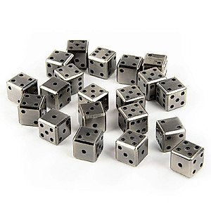 Saberforge Square Heavy Metal Six Sided 12mm D6 Dice (20 Pack) (Steel)