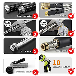 Relxitl Garden Hose 100ft - Stainless Steel Garden Hose Metal, Flexible Water Hose with Sprayer for Yard - Never Kink & Tangle, Durable and Leak Proof Heavy Duty for Outdoor Use