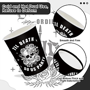 120PCS Bride Or Die Bachelorette Party Supplies Till Death Do Us Party Decorations Halloween Black Bridal Shower Wedding Party Tableware Paper Plates Napkins Forks For 20 Guests