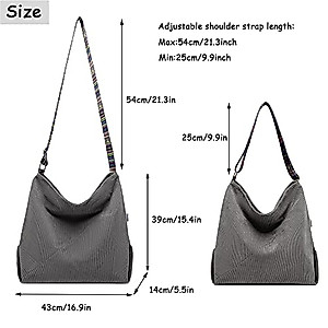 Tote Bag Women Large Crossbody Bag Stylish Handbag for Women Corduroy Hobo Bag Fashion shoulder Bag Purse (Beige)