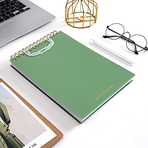 Yoment Top Spiral Notebooks,Top Bound Notebooks Lined 6"x 9",College Ruled Waterproof Cover Notepad,80 sheets(160 Pages),Durable Meeting Notebook for School and Office Business,Green