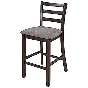 ERDAYE 5-Piece Wooden Counter Height Dining Table 4 Padded Chairs and Storage Shelving for Home Apartment Kitchen & Dining Room Breakfast Lunch Dinner Furniture Set, Espresso