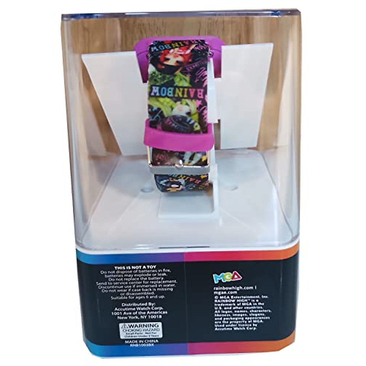 Accutime Kids Rainbow High Educational Learning Touchscreen Pink Smart Watch Toy with Multicolor Strap for Girls, Boys, Toddlers - Selfie Cam, Games, Alarm, Calculator, Pedometer (Model: RNB4017AZ)