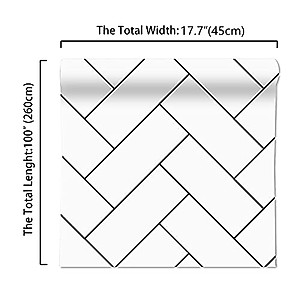CHICHOME Peel and Stick Wallpaper Self Adhesive Removable Geometric Wallpaper 17.7''x100'' Black and White Modern Vinyl Stripe Brick Wallpaper Decorative Wall Covering for Bedroom Backsplash