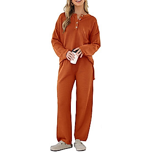 PRETTYGARDEN Women's 2 Piece Tracksuit Outfits 2024 Fall Knit Sweater And Wide Leg Pants Sweatsuit Lounge Sets (Caramel,X-Large)