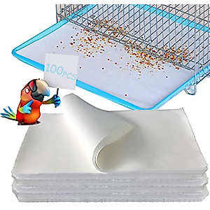100PCS Bird Cage Liner Papers,11×20in Disposable Bamboo Charcoal Fibre Cage Paper Liners Precut Absorbent Cushion Pad Mat Accessories for Pet Bird Parrot