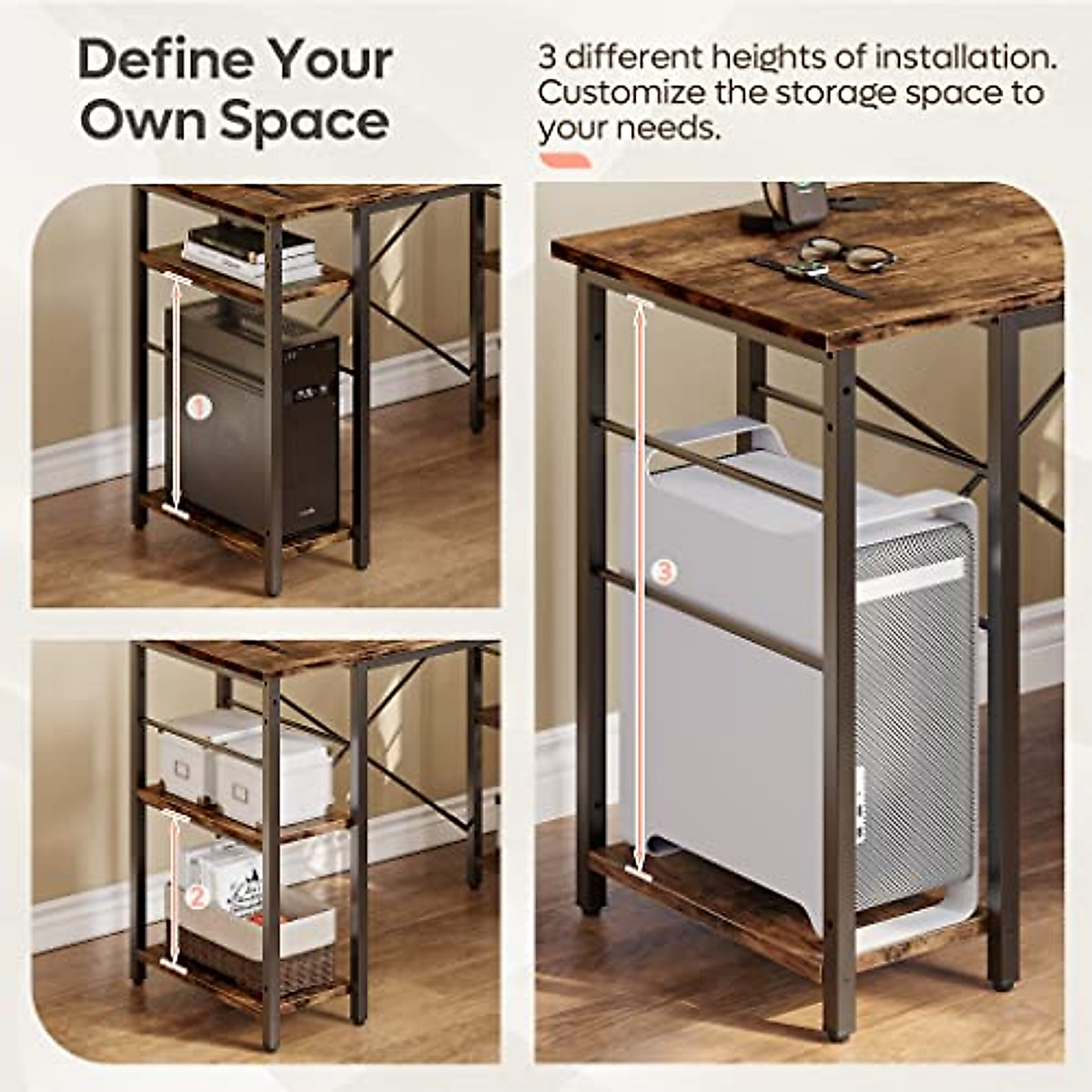 Bestier L Shaped Desk with Shelves 75 Inch Reversible Corner Computer Desk or 2 Person Long Table, Writing Study Desk for Home Office Small Space Bedroom Apartment, Rustic Brown