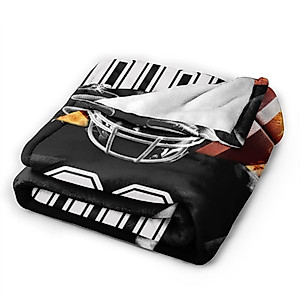 Homieblanket Custom Football Blanket with Name No. for Boys Girls, Personalized Cool Football Themed Design Printed Throw Blankets for Kids Lap, Chair Sofa, Giftable Blanket, 40"x 50"