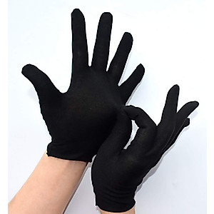 BesYouSel 6 Pairs Cotton Gloves Black Cotton Gloves Soft Cotton Gloves Ceremonial Gloves Dirty-resistant Wear-resistant Sweat-absorbent Work Gloves, Black, Size Large