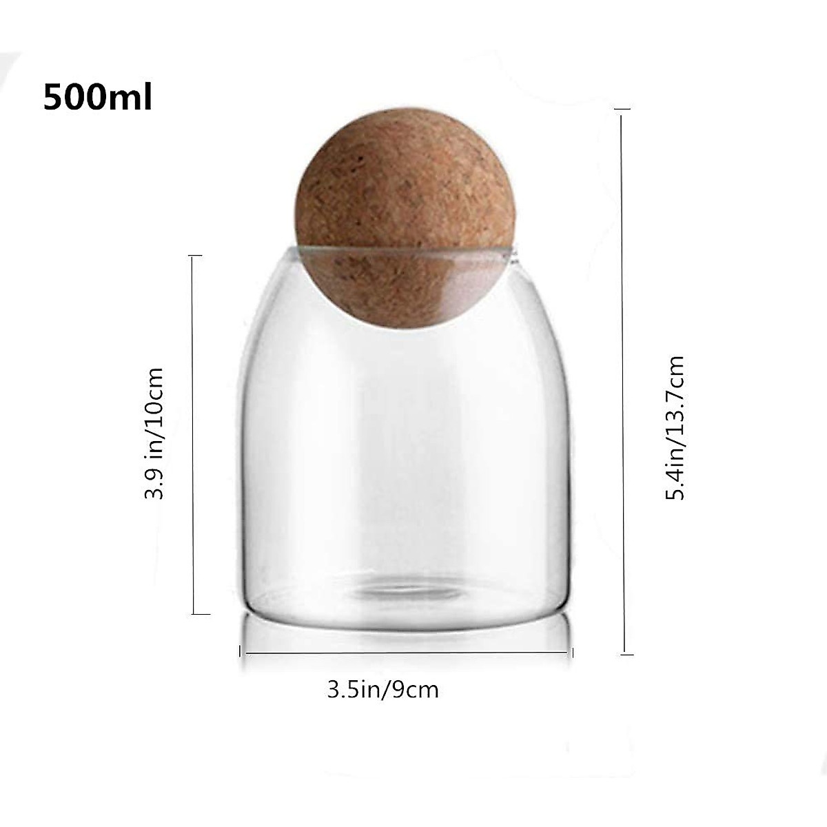 Piscepio Glass Jar with Wood Lid Ball Jar Small Food Storage Container Clear Candy Jars Canister Sugar Coffee Tea Beans Spice Salt Storage 2 PSC 500 ML