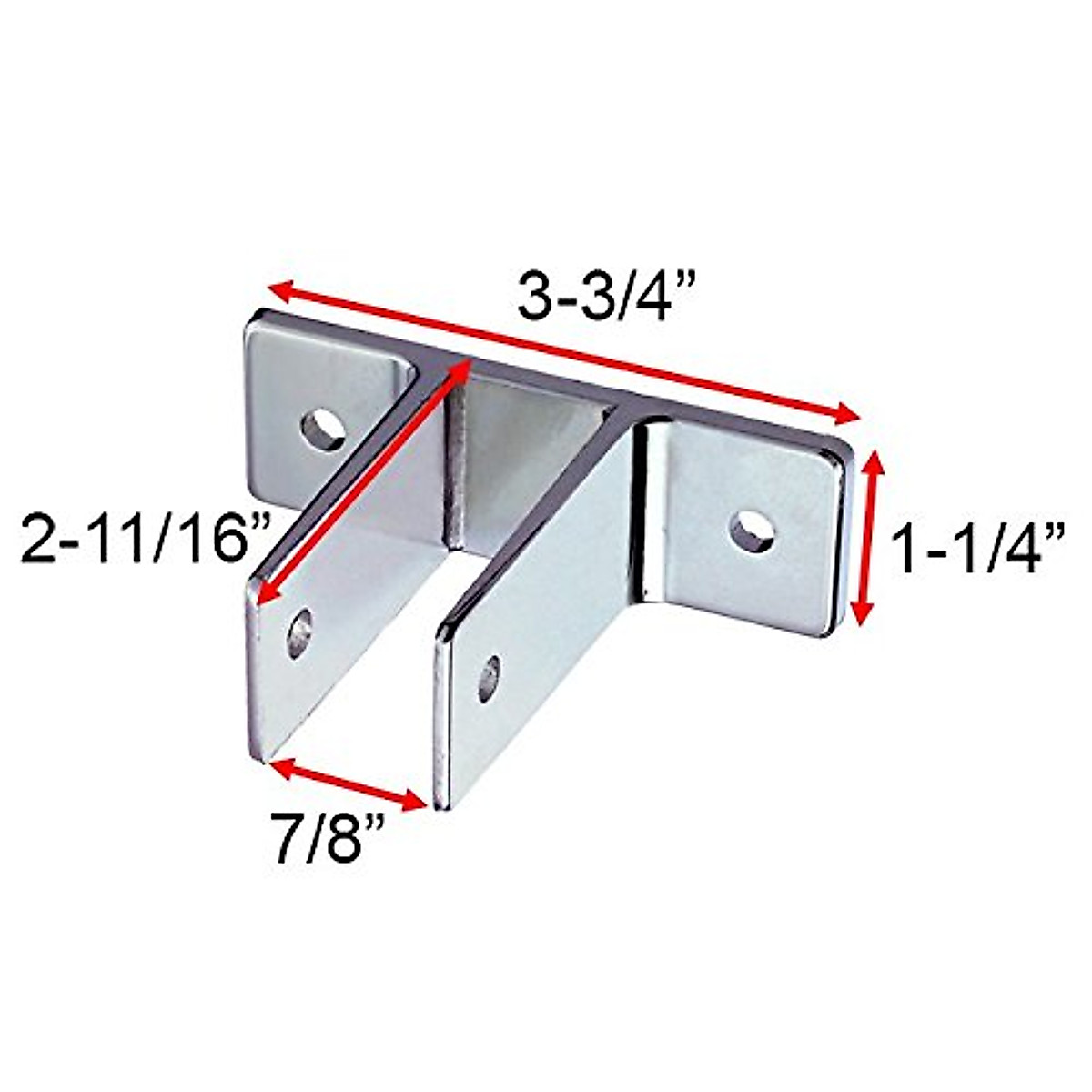 Two Polished Chrome Die Cast Zamac Two Ear Brackets for 7/8 in. Panels with Fasteners
