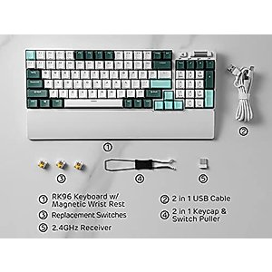 RK ROYAL KLUDGE RK96 RGB Limited Ed, 90% 96 Keys Wireless Triple Mode Bluetooth 5.0/2.4G/USB-C Hot Swappable Mechanical Keyboard w/Wrist Rest, Software Support & Massive Battery, RK Yellow Switch