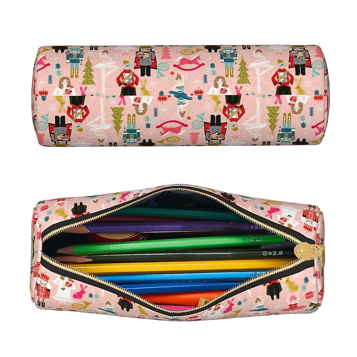 FREEHOTU Canvas Simple Nutcracker Ballet Makeup Bag Cosmetic Holder Bag Office Storage Pouch