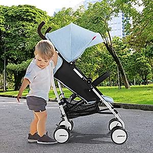 Umbrella Baby Stroller Lightweight Compact Stroller All Terrain Convenience Carriage Stroller Travel Tall Pram for Toddler Big Kids Single Stroller (Azure)