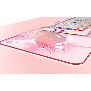 Lomiluskr AJ52 Wired Gaming Mouse, 7 Programmable Buttons, Computer Mice with RGB Lighting, 200-4800 DPI Adjustable, for Windows/Mac OS/Linux (Pink)
