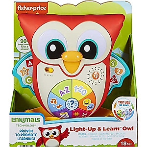 Fisher-Price Linkimals Toddler Learning Toy Light-Up & Learn Owl With Interactive Lights Music & Motion For Ages 18+ Months