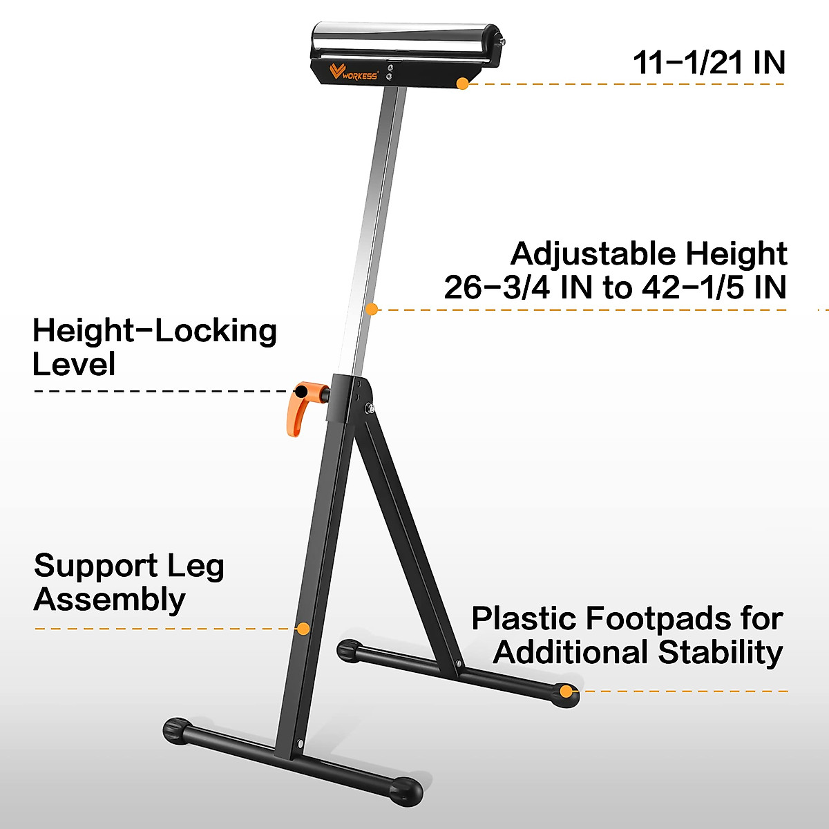 WORKESS Roller Support Stand 132 Lbs Load Capacity, Twin Pack WK-RS004T