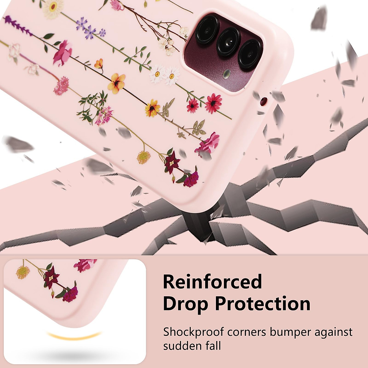 ZTOFERA Floral Case for Samsung Galaxy A34 5G,Clear Cute Flower Pattern Case for Girls Women,Flexible Silicone Protective Slim Shockproof Bumper Phone Cover for Samsung Galaxy A34 5G,Pink