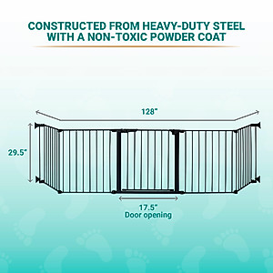 KidCo - Custom Fit Auto Closing HearthGate Baby or Fireplace Gate Enclosure, Fireplace Fence, Fireplace Baby Gate (Black)