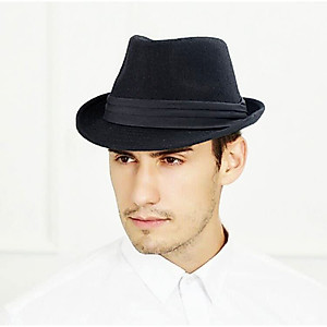 Classic Panama Fedora Hat for Women Men Gatsby Fedoras Short Brim Manhattan Structured Trilby Beach Sun Hats for Fishing Black