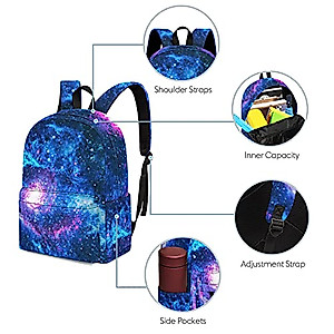 Galaxy Backpack Set Girls Boys Lightweight Bookbag with Insulated Lunch Bag for Travel Camping Outdoor Sport