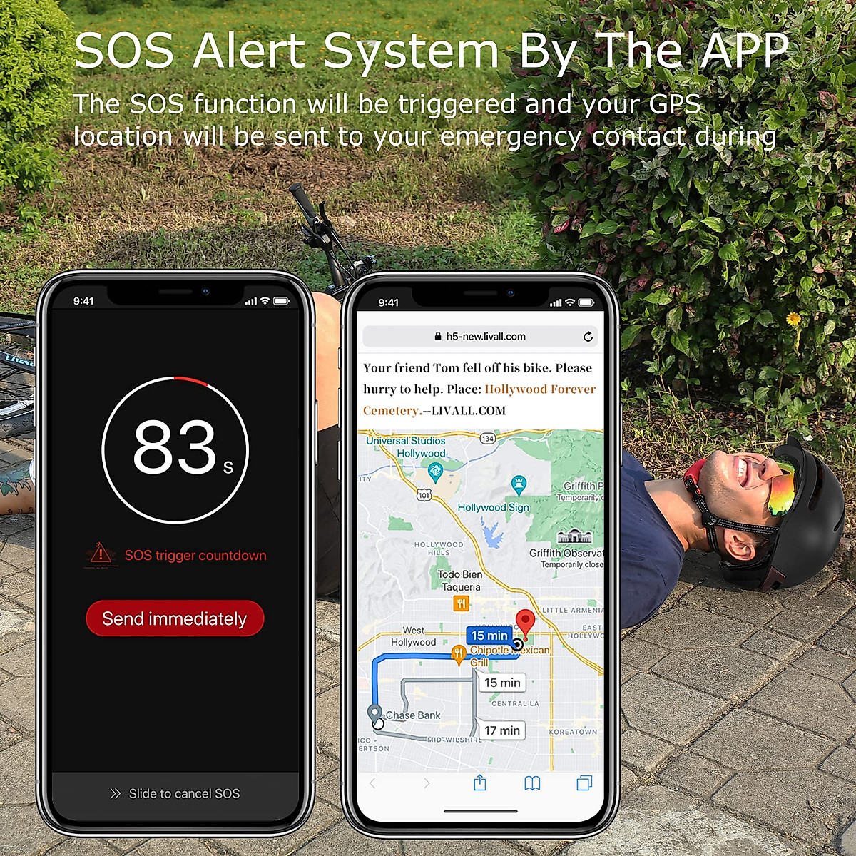 Smart4u SH55M Smart Bluetooth Bike Helmet with Speakers & Built-in Microphone, Bike Helmet with Smart Turn Signals, Fall Detection, CE CPSC Certified, Bike Helmet with Rear Light for Adults Men Women