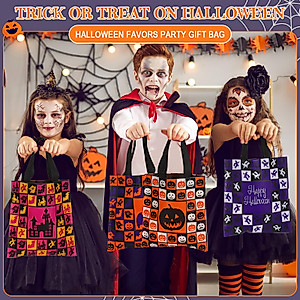 Ribbonlic 48 Pcs Halloween Treats Bags Halloween Tote Gift Bags Reusable Candy Goodie Bags for Halloween Party Favors(Creative Style)