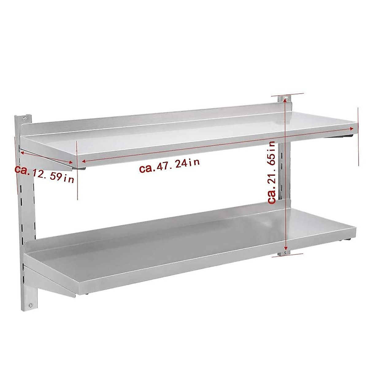 TAIMIKO Stainless Steel Wall Shelf Commercial (Restaurant, Bar, Home, Kitchen, Laundry, Garage and Utility Room) (47.2" x 12.6")