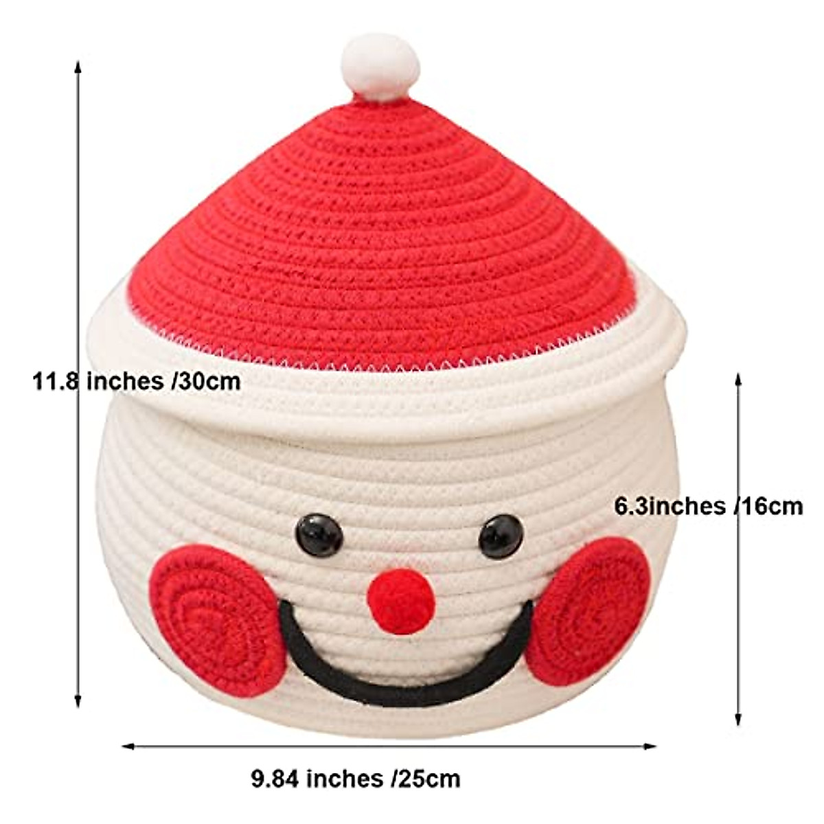 BSMstone Cotton Rope Storage Basket with Lid for Organizing Cute Decorative Closet Organizers for Nursery Toy Candy -Christmas Present