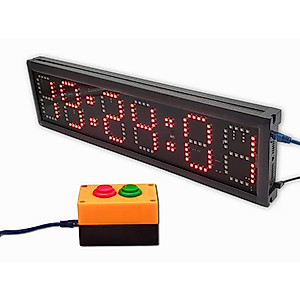 EU 4 Inch Char High 6 Digits RGB(7 Colors) LED Race Timing Clock for Running Events (Red+Buttons Box)
