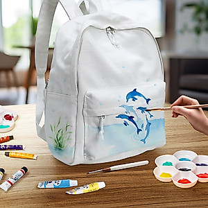 Zicac Unisex DIY Canvas Backpack Daypack Satchel Backpack(Natural White)