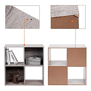 PACHIRA E-Commerce Wooden Storage Bookshelf, 4 Cube Unit Shelf, Closet Cabinet, DVD Rack File Organizer Bookcase Rack, Each Cube 11 Inch, Oak Grey