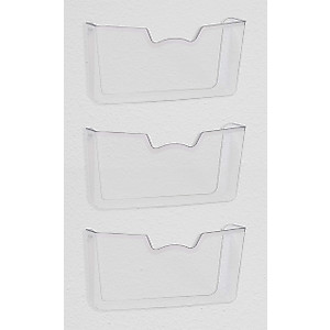 3 Pack - Simple Houseware Clear Single Pocket Wall Mount File Holder