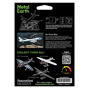 Fascinations Metal Earth Air Force One 3D Metal Model Kit Bundle with Tweezers