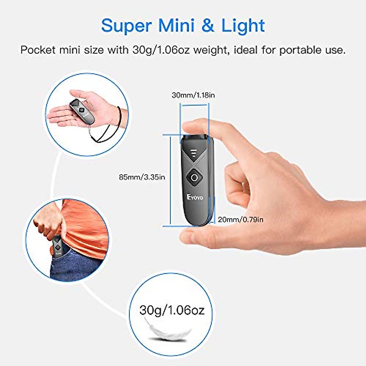 Eyoyo Mini 2D QR 1D Bluetooth Barcode Scanner, Portable Wireless Barcode Reader with USB Wired/Bluetooth/ 2.4G Wireless Connection PDF417 Data Matrix Image Scanner for iPad, iPhone, Android, Tablet PC